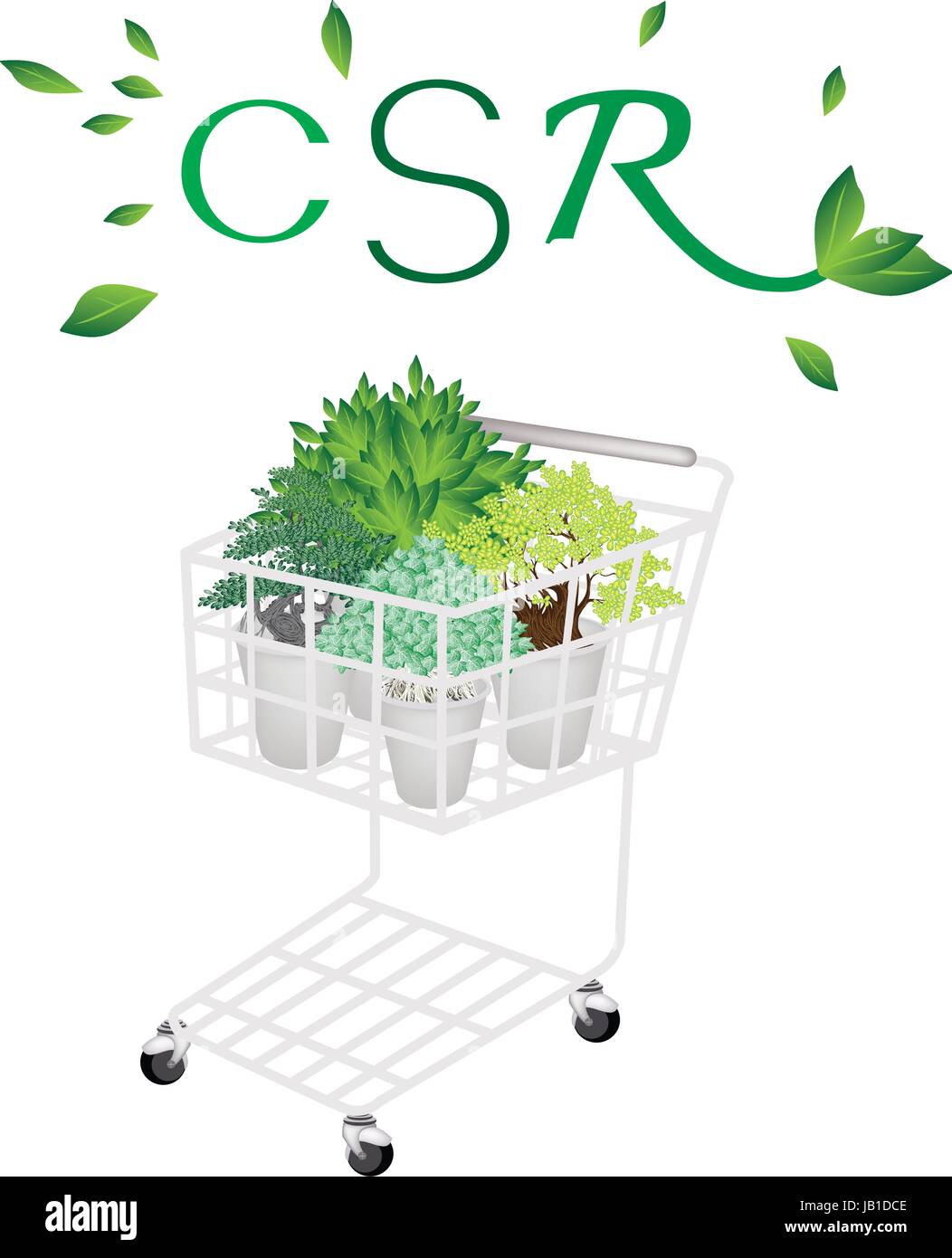Business Strategy, Shopping Cart Full with Green Plant in CSR ...
