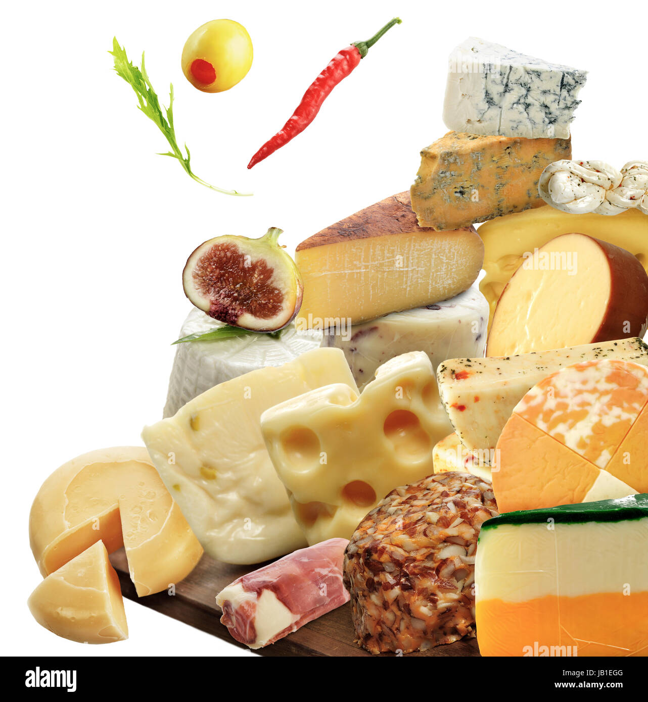 Cheese Assortment Isolated On White Stock Photo - Alamy