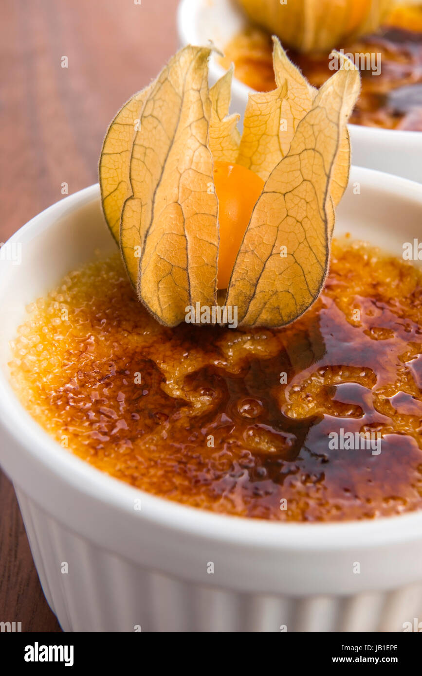 French dessert - cream brulee, burnt cream Stock Photo - Alamy