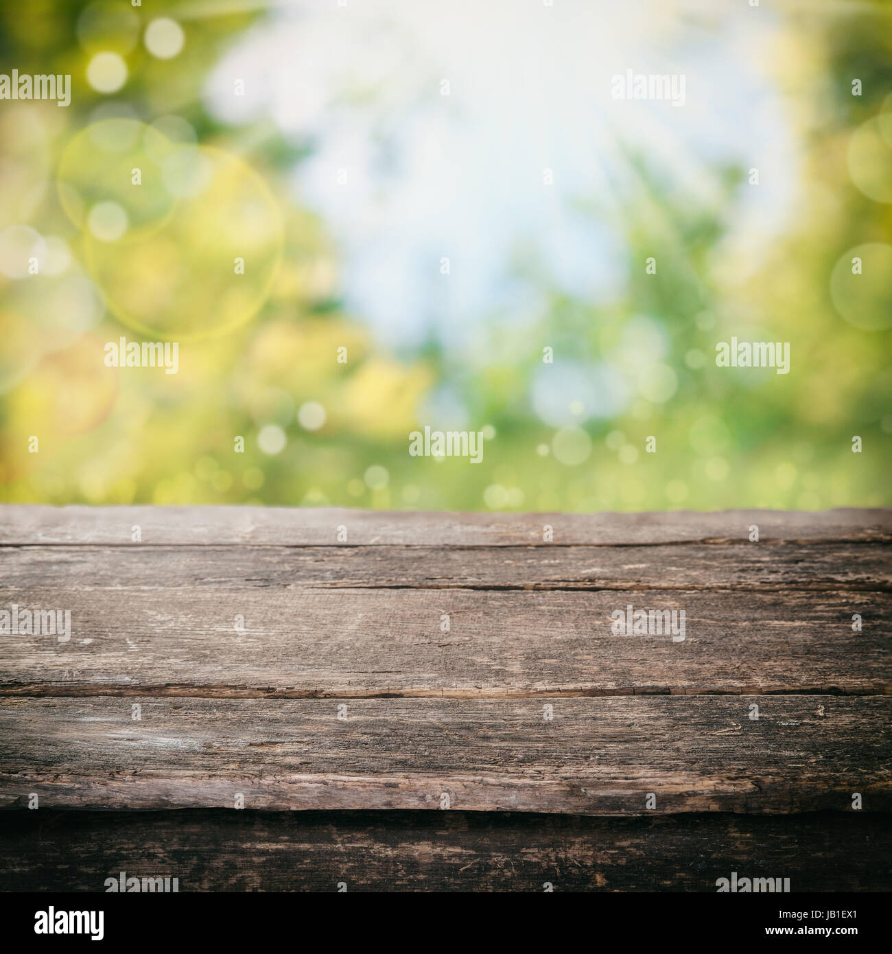 Old rustic weathered wooden table in a country kitchen under a white ...
