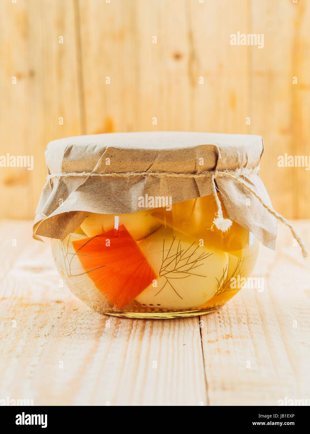 Gourmet preserve of German party eggs preserved with sweet bell peppers ...