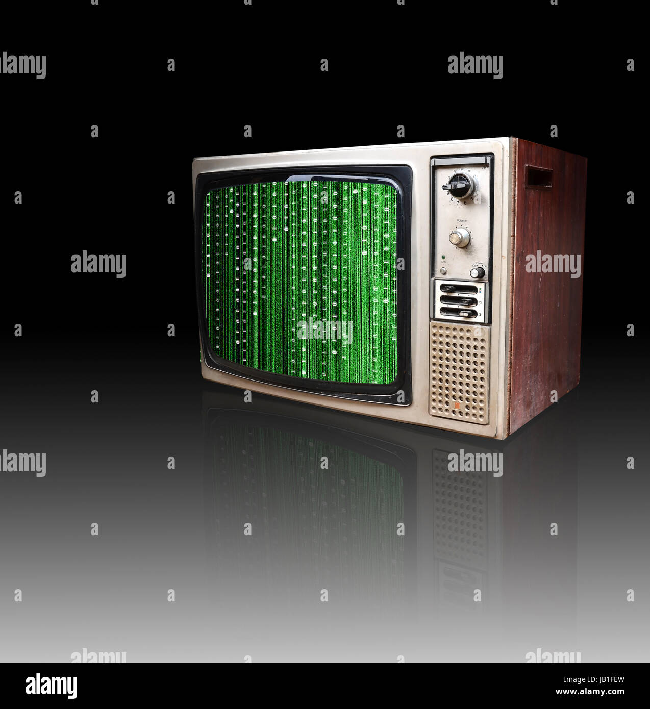 Old retro TV isolated with reflection Stock Photo - Alamy