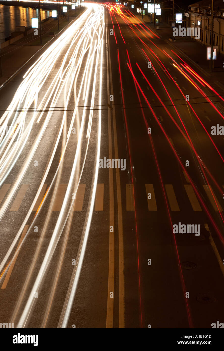 Road at night with traffic trails and blurred lights Stock Photo - Alamy