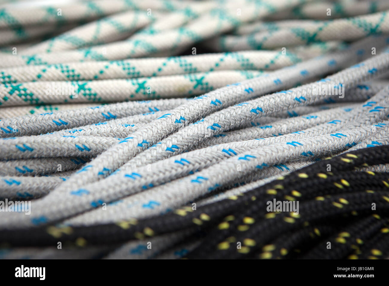 Various ropes on Board sailing boats Stock Photo - Alamy