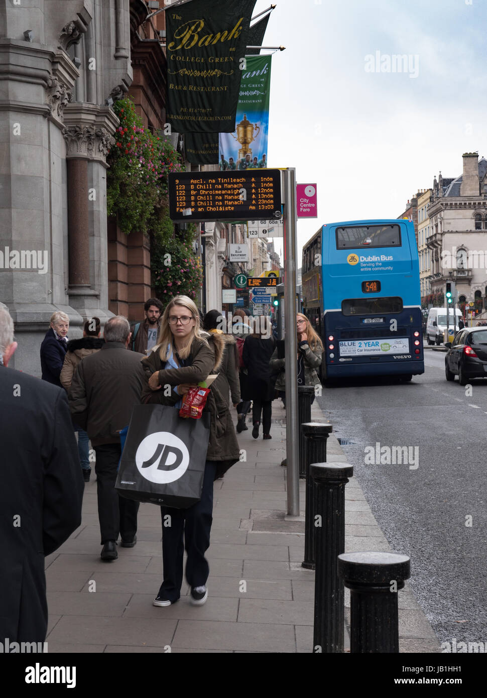 Dublin Bus and general street scene on College Green, Dublin, Ireland ...