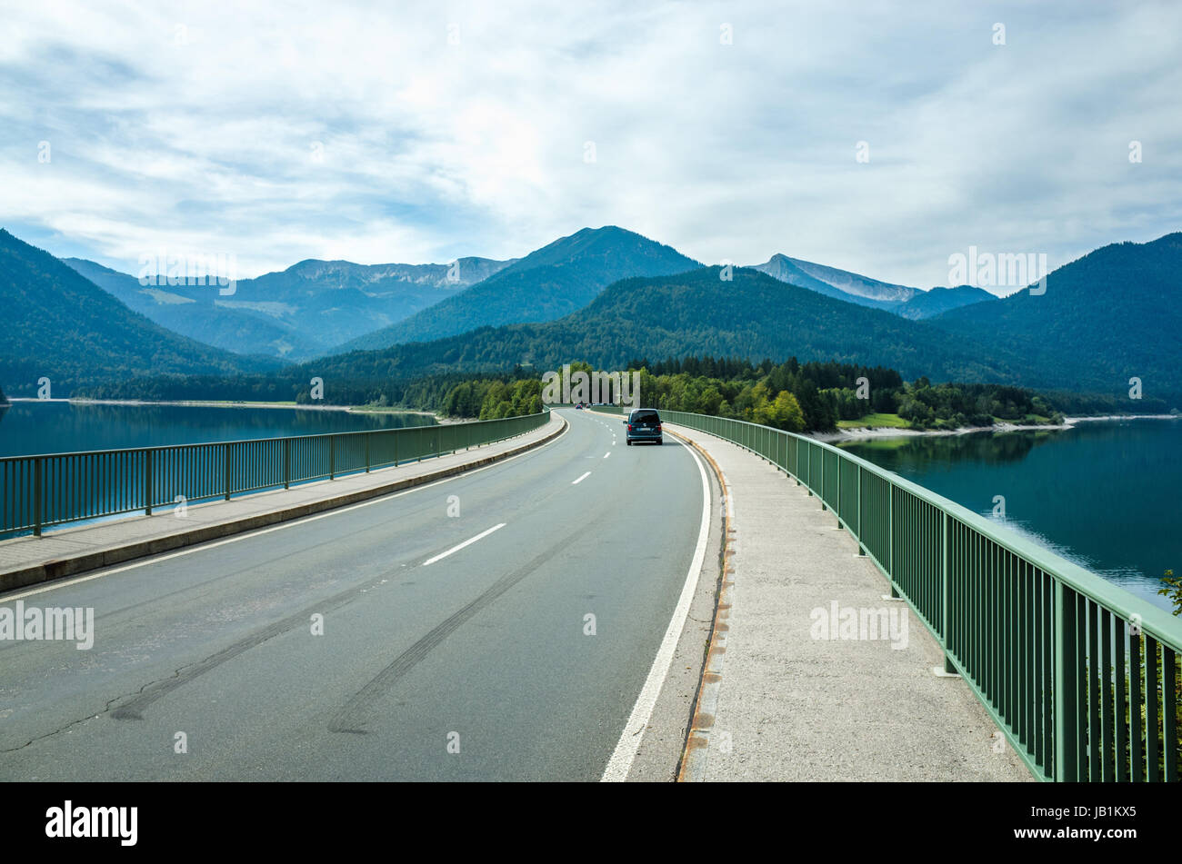 Bridge over Sylvenstein Dam Stock Photo - Alamy