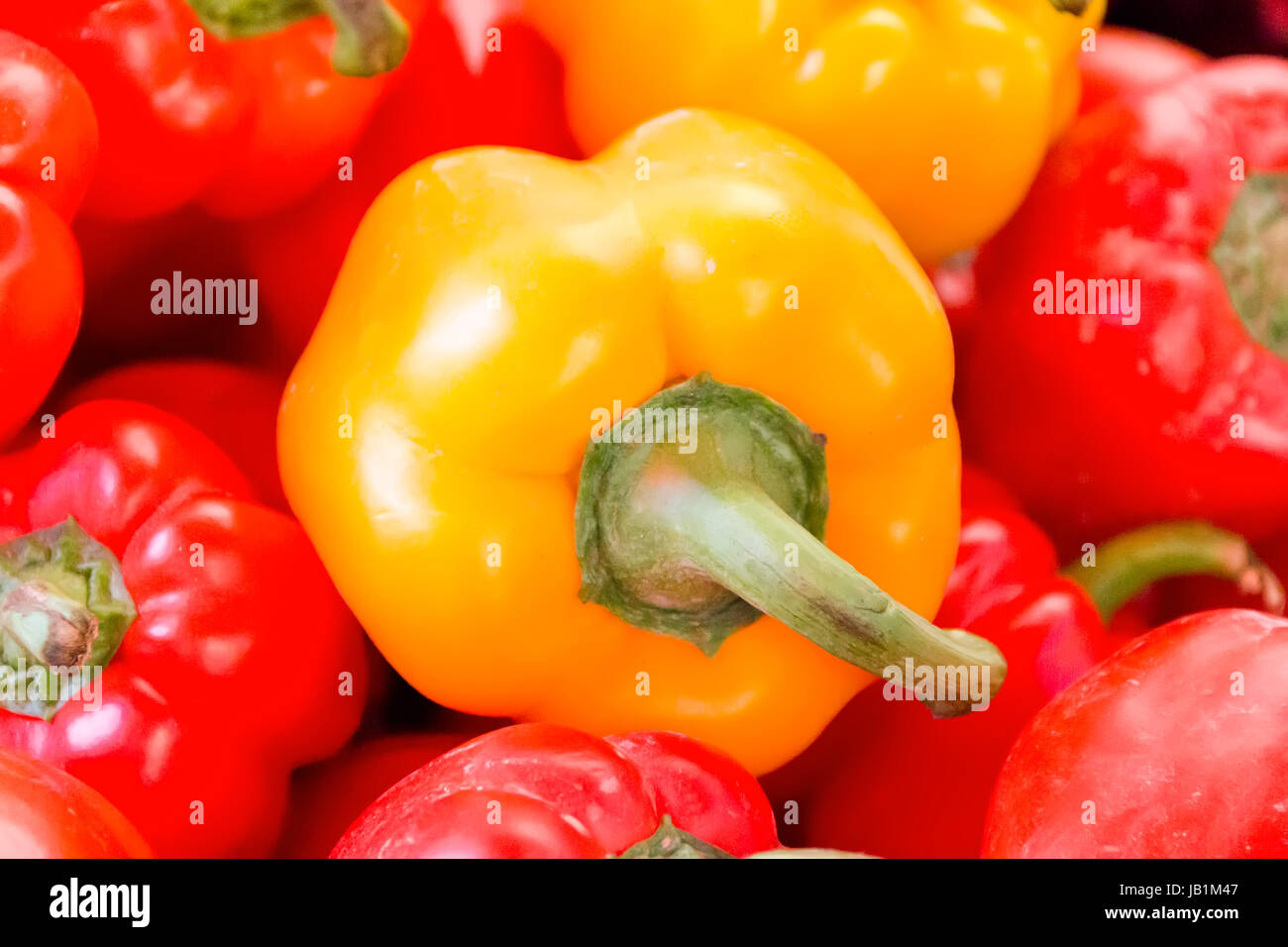 Photo of red and yellow raw pepper Stock Photo - Alamy