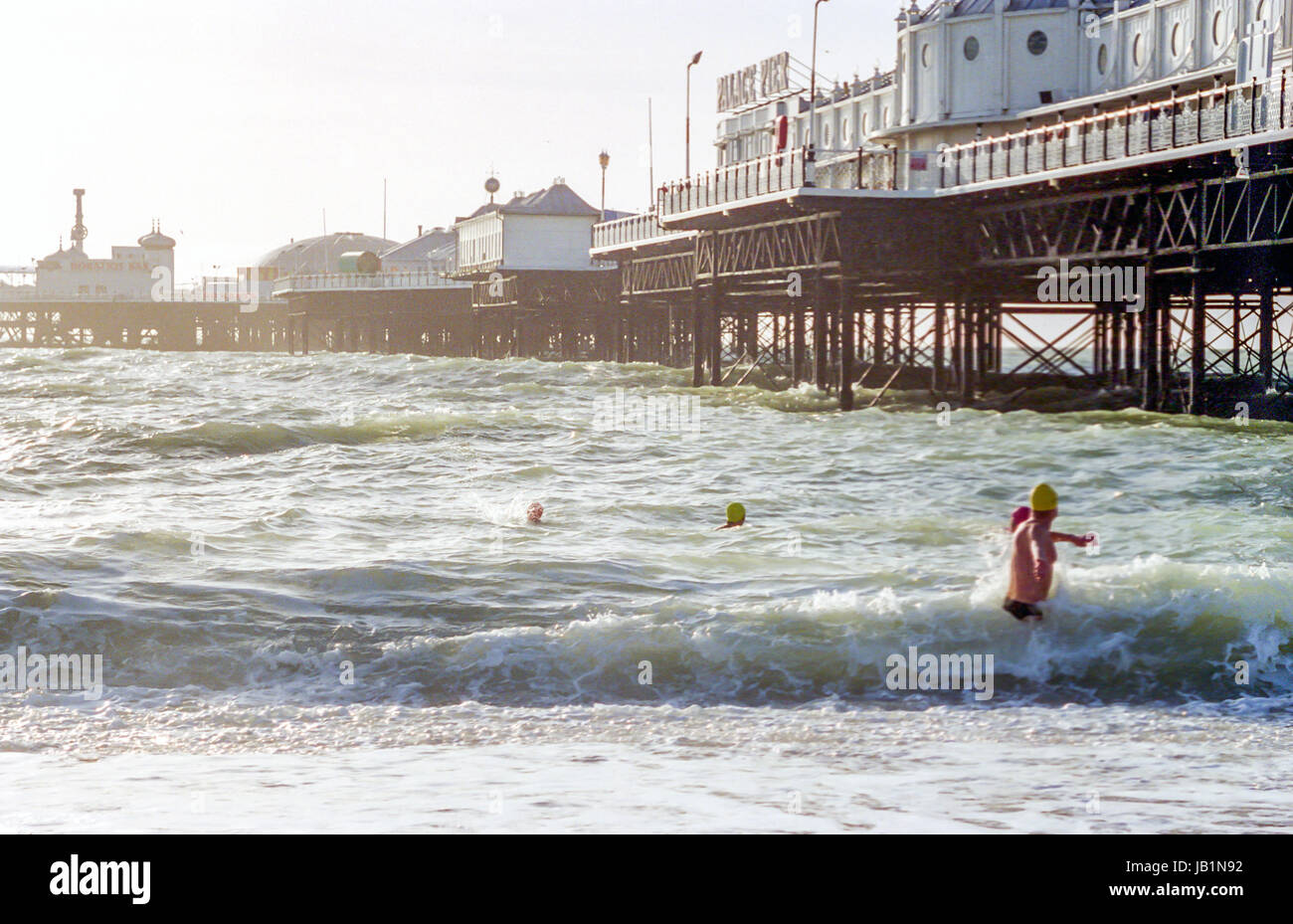 Brighton Swimming Club going for their daily swim in the sea Stock ...