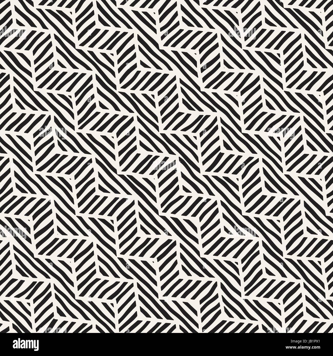 Vector seamless hand drawn pattern. Zigzag and stripe rough lines ...