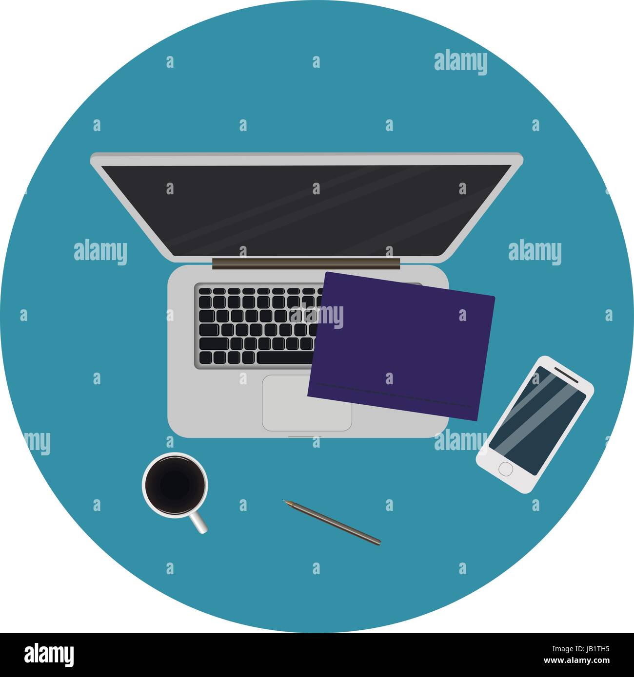 Top view supplies office Stock Vector Images - Alamy