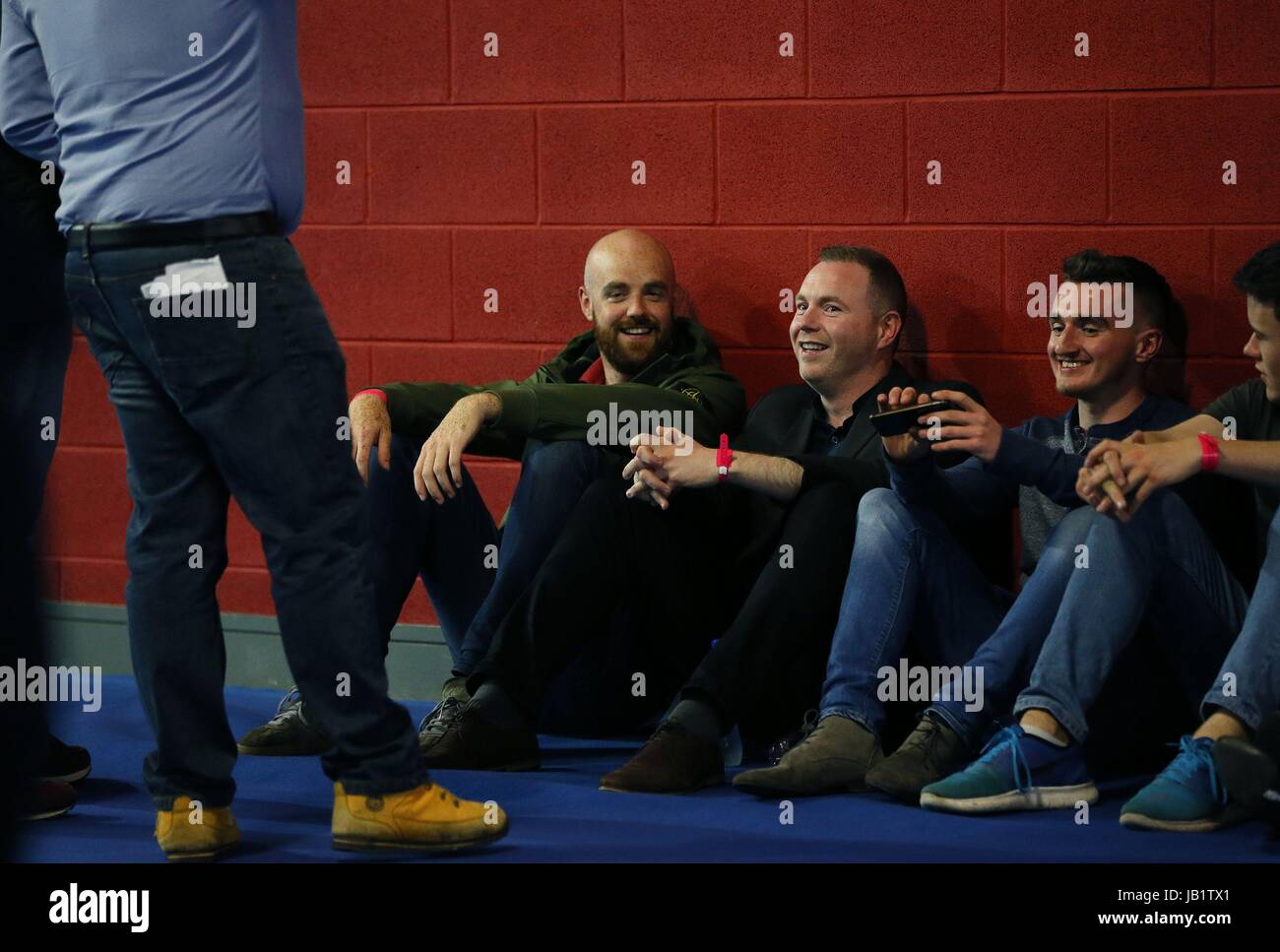 Sinn Fein candidate for South Down Chris Hazzard (second left) at the ...