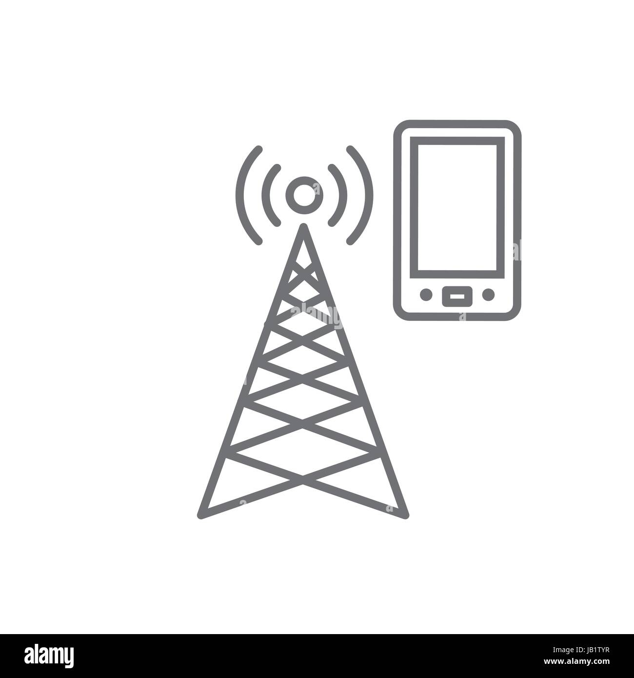 Cellphone tower icon w emitting pinging transmission waves Stock Vector ...