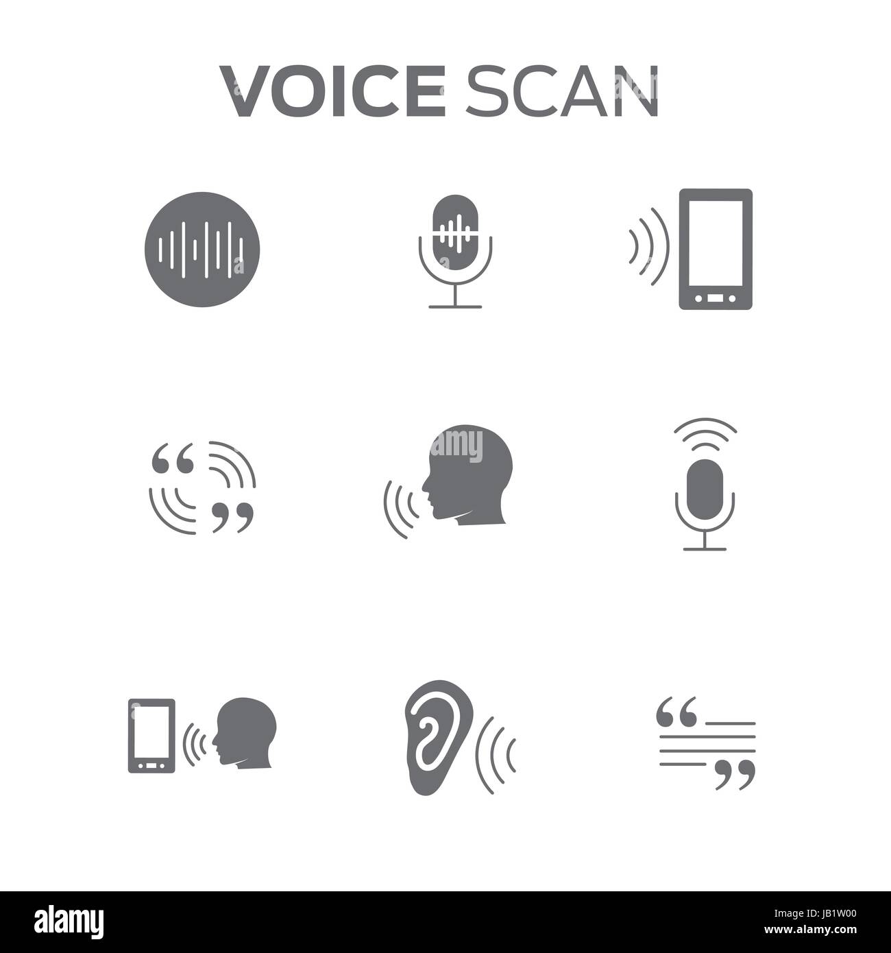 Voiceover or Voice Command Icon with Sound Wave Images Set - solid ...
