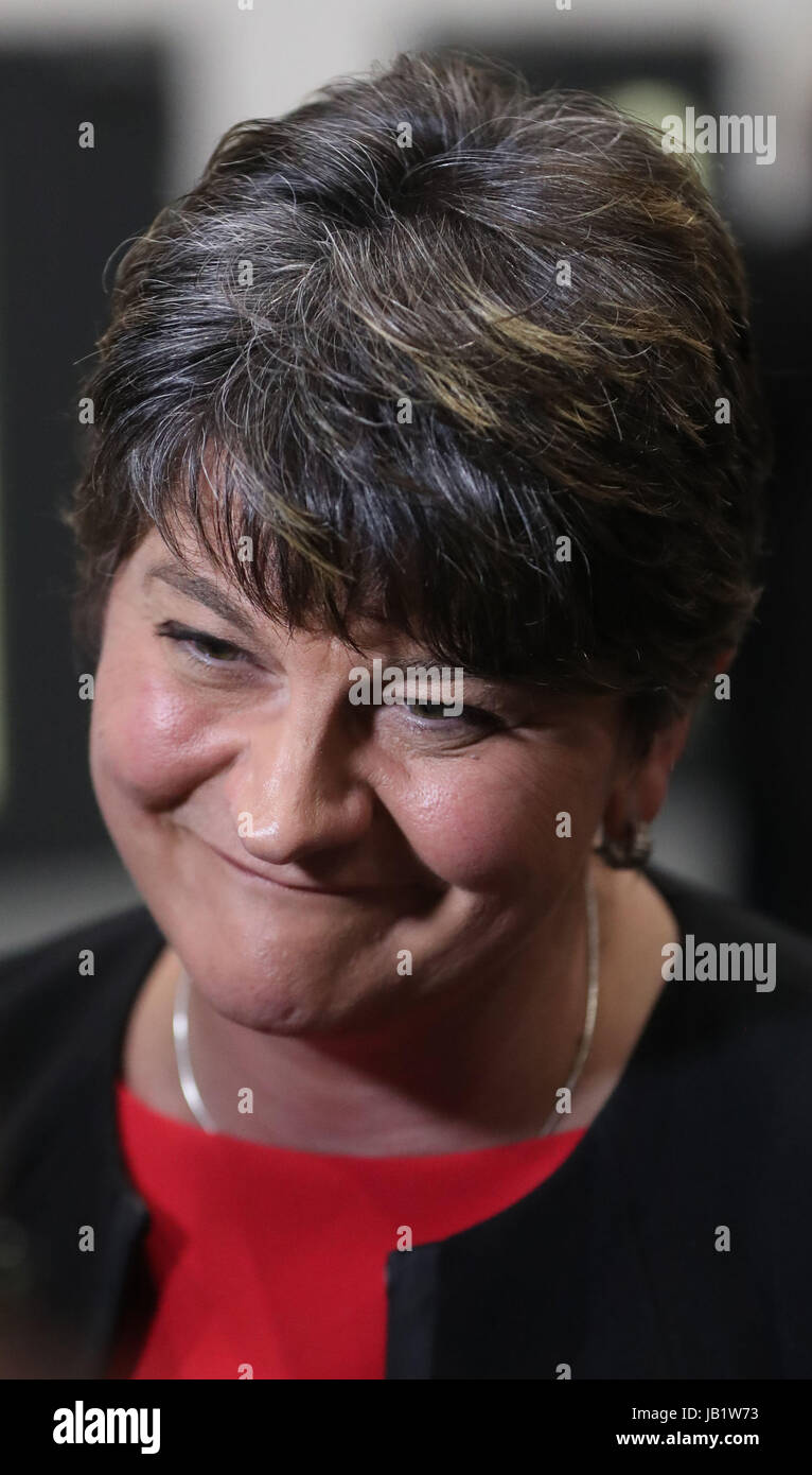 DUP leader Arlene Foster arrives at the Titanic Exhibition centre in ...