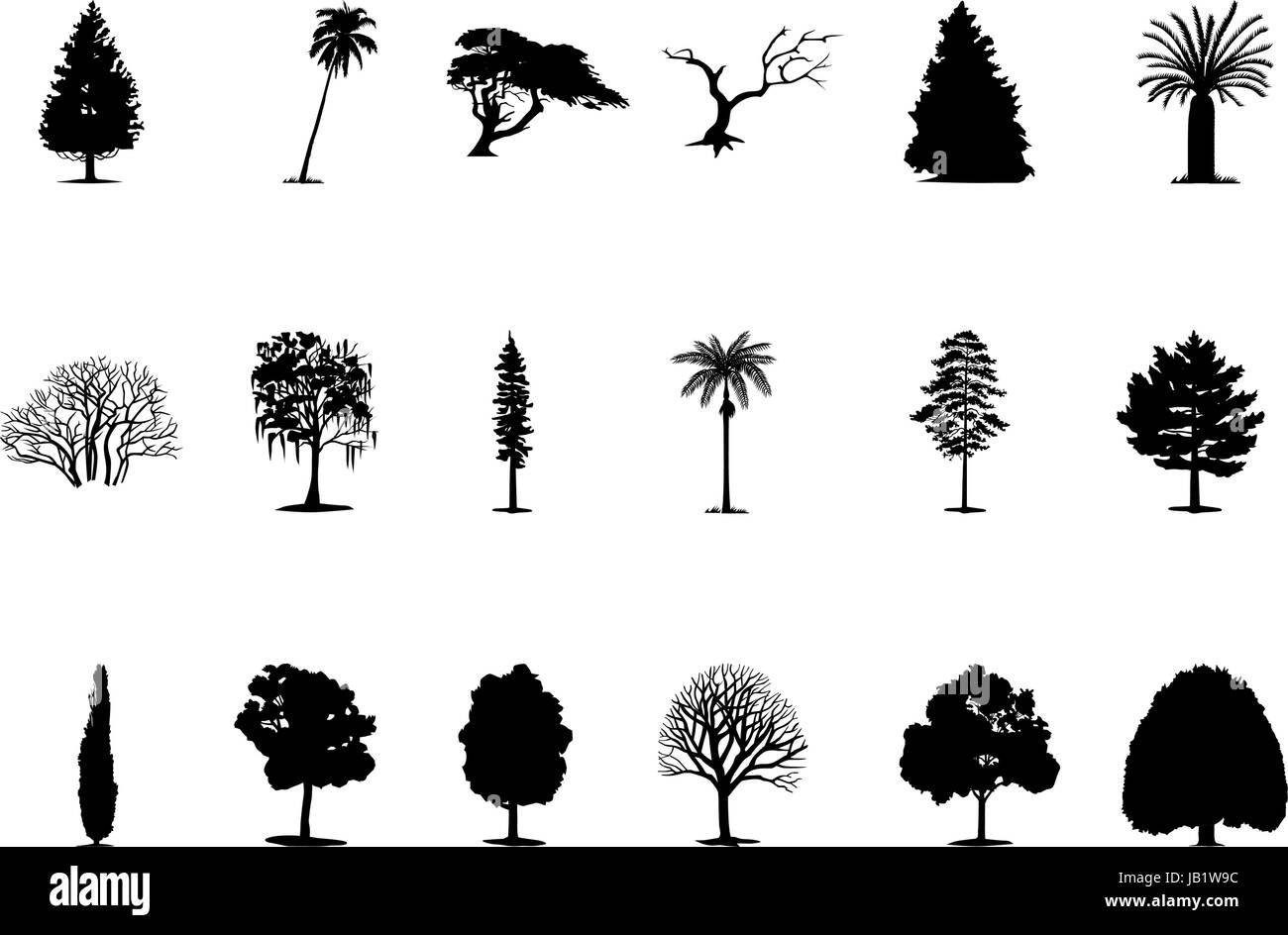 Black tree silhouettes Stock Vector Image & Art - Alamy
