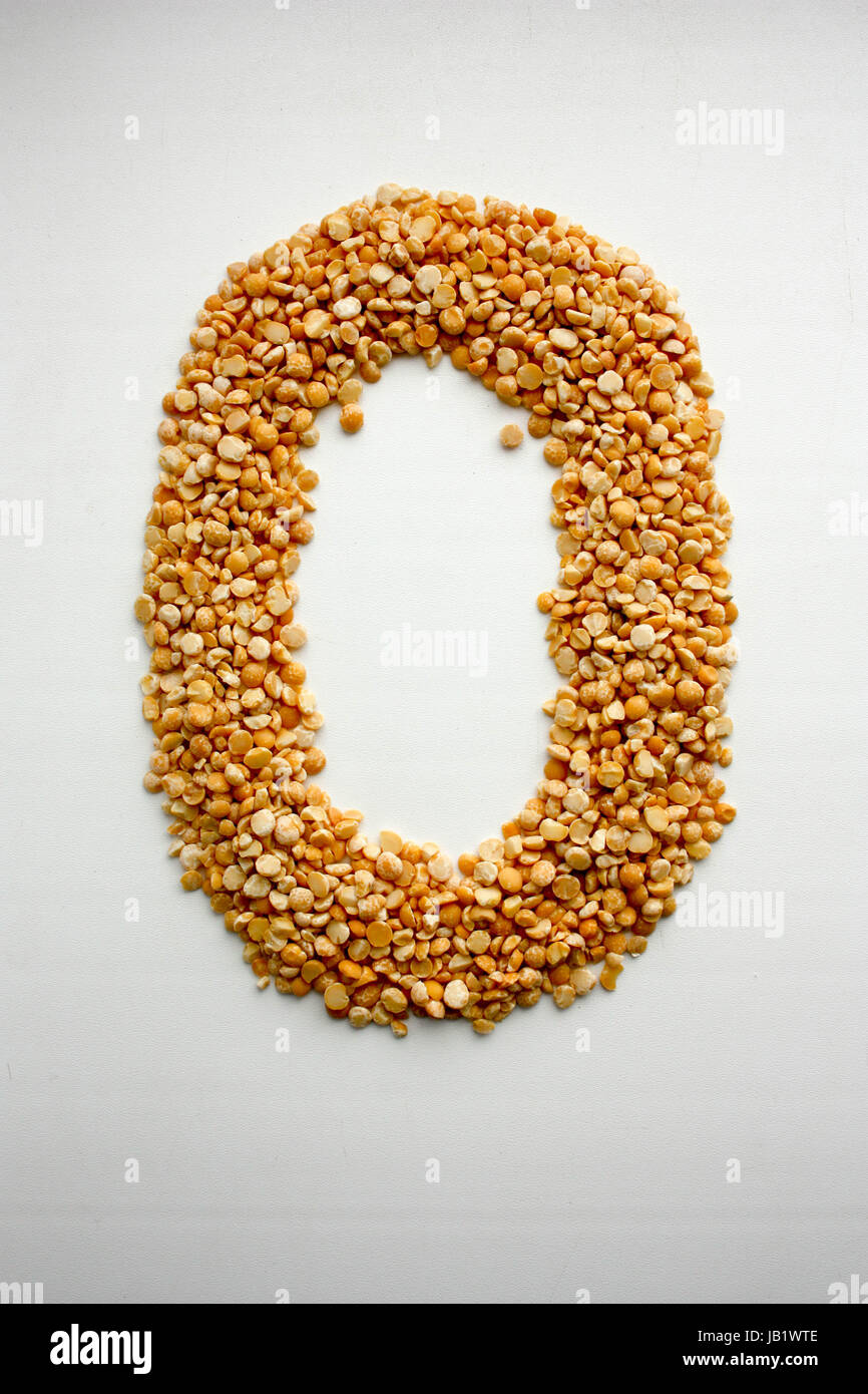 The letter O. English alphabet from cereals. Vertical orientation of ...