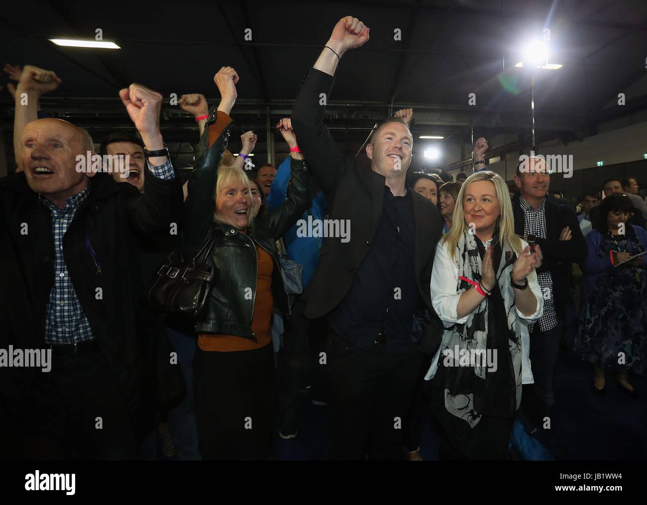 Sinn Fein candidate for South Down Chris Hazzard celebrates election at ...