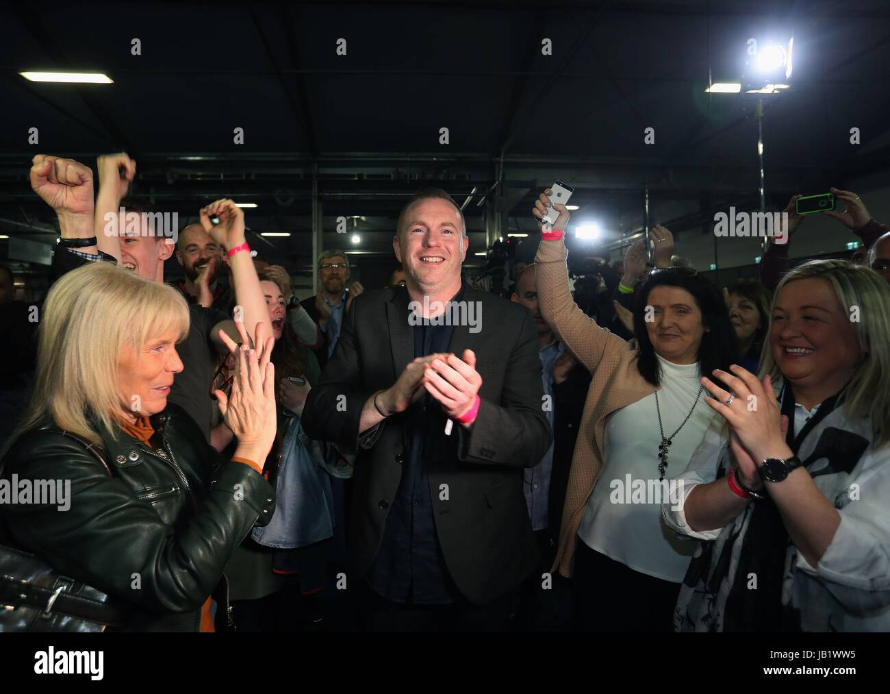 Sinn Fein candidate for South Down Chris Hazzard celebrates election at ...