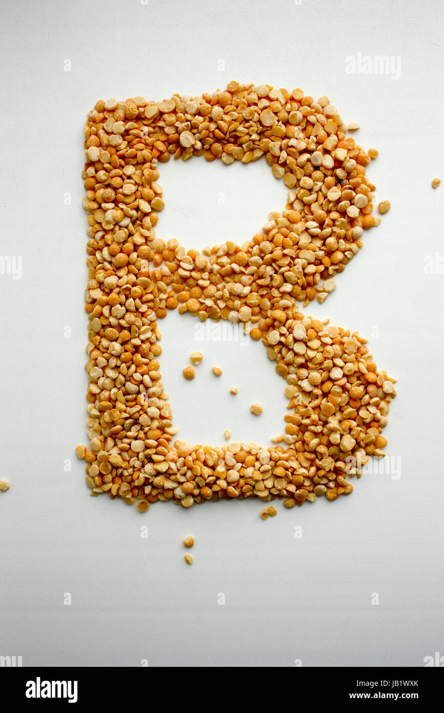 The letter B. English alphabet from cereals. Vertical orientation of ...