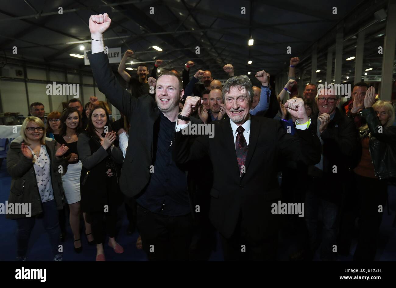 Sinn Fein candidates Chris Hazzard (left), South Down, and Mickey Brady ...