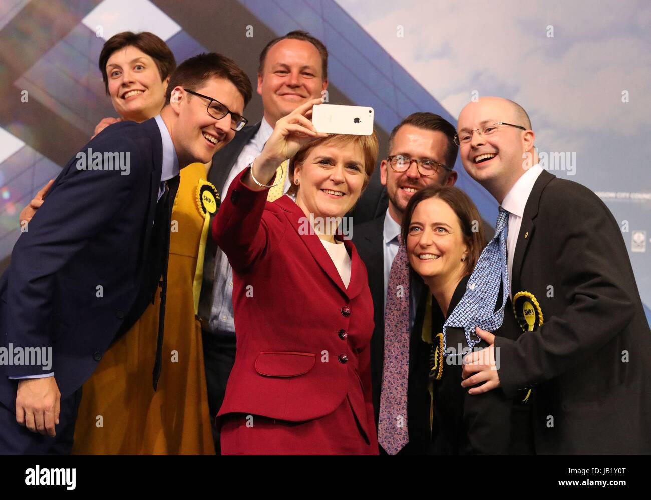 First Minister Nicola Sturgeon with her newly elected MPs (left-right ...
