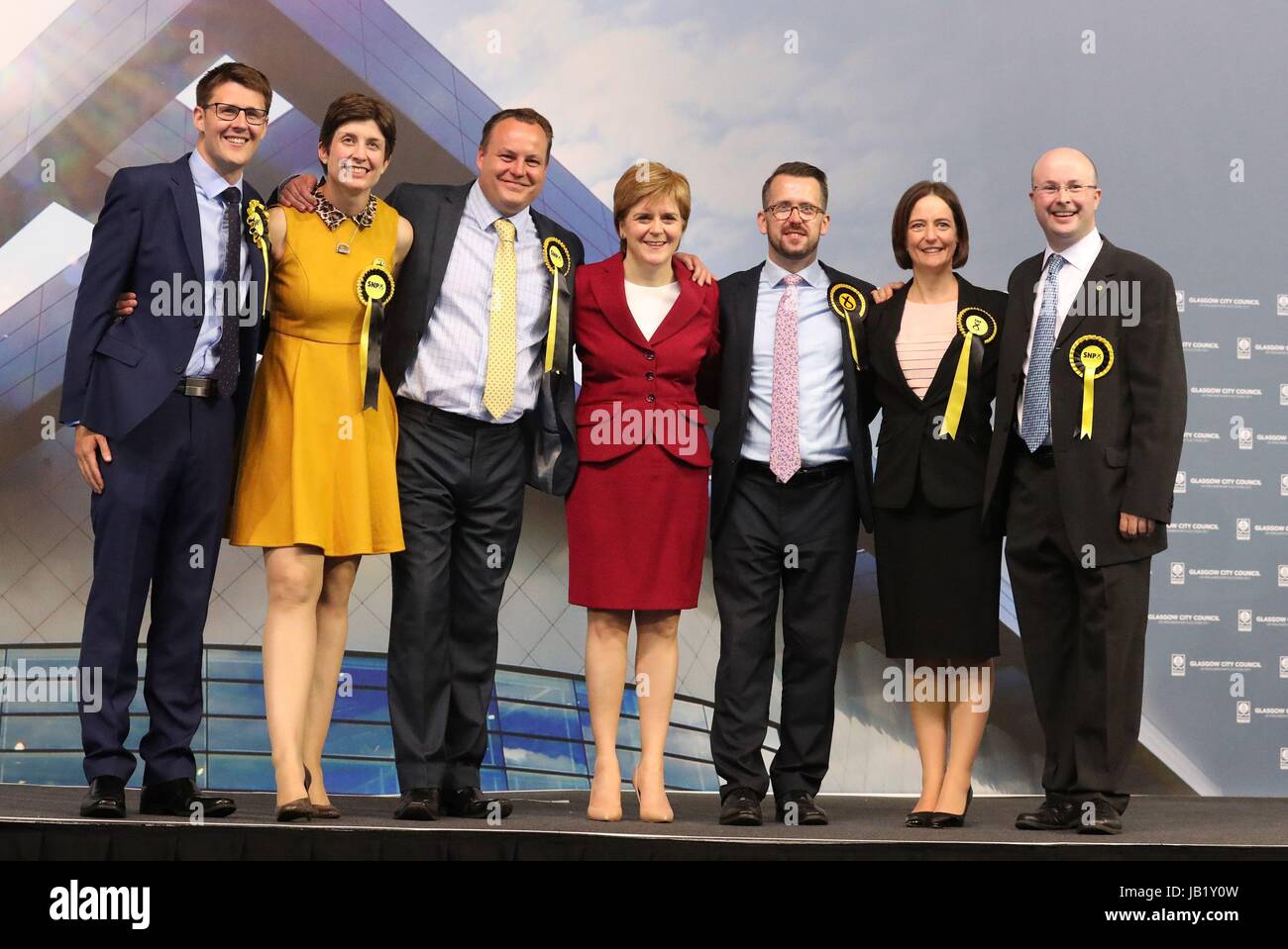 First Minister Nicola Sturgeon with her newly elected MPs (left-right ...