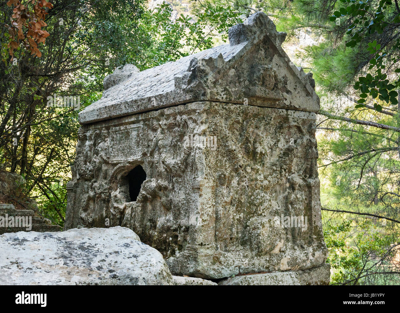 Alkestis Sarcophagus. Ruins of ancient city Olympos in Lycia. Antalya ...