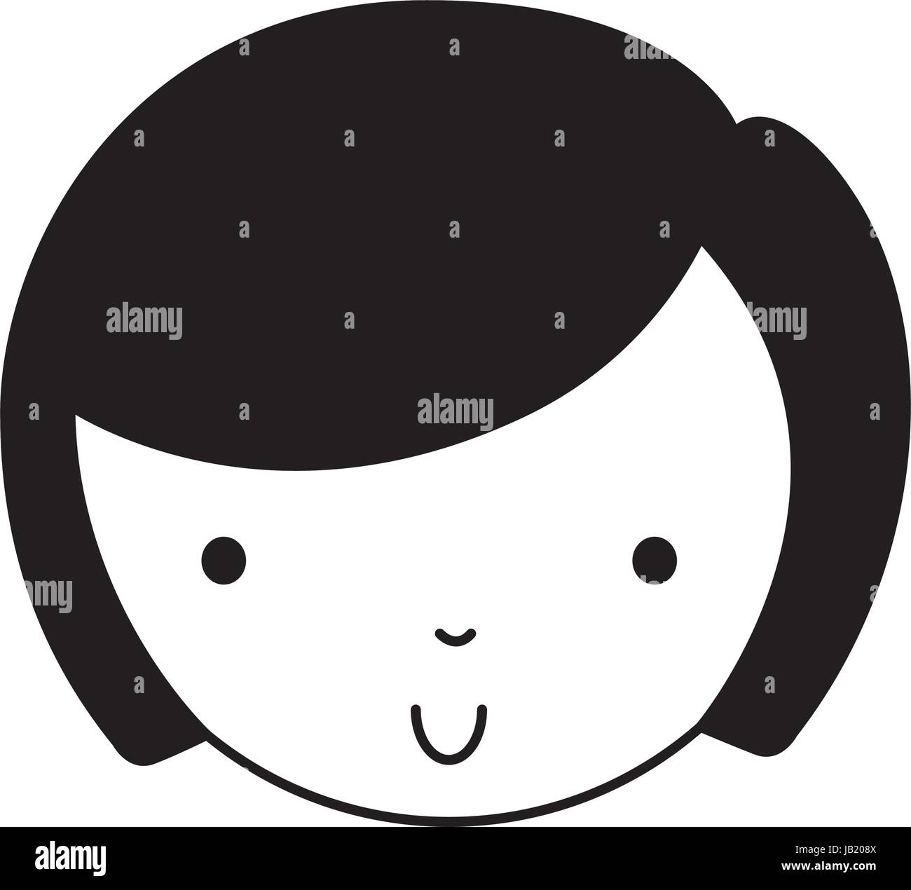 black icon cute girl face Stock Vector Image & Art - Alamy
