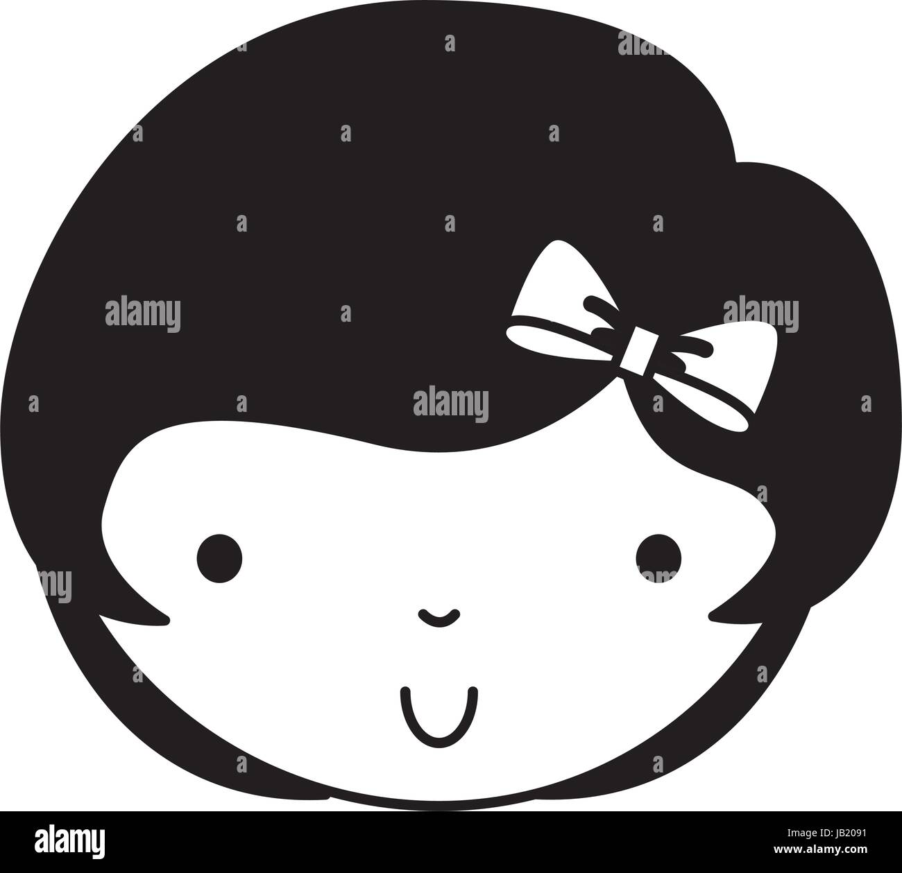 black icon cute girl face Stock Vector Image & Art - Alamy