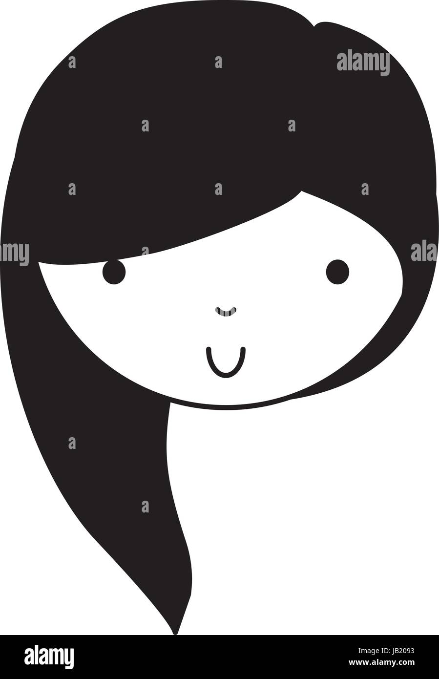 black icon cute girl face Stock Vector Image & Art - Alamy