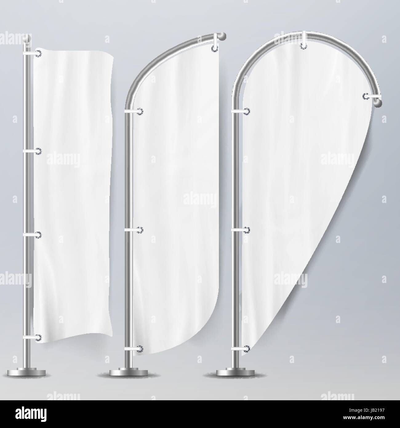 Realistic Template Blank White Flags Vector. Advertising Flag Banner ...