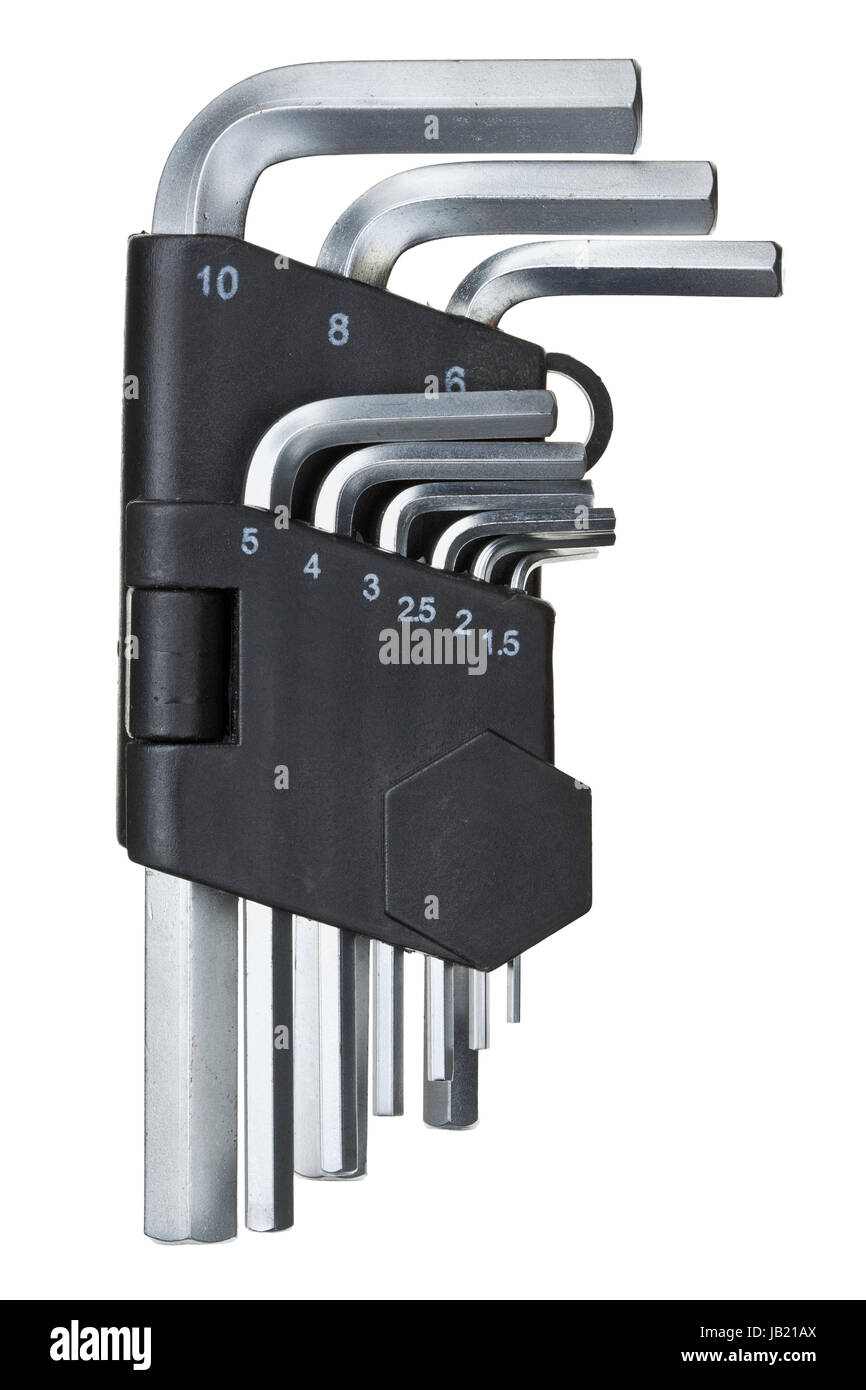 Hexagonal kit tool set isolated Stock Photo - Alamy