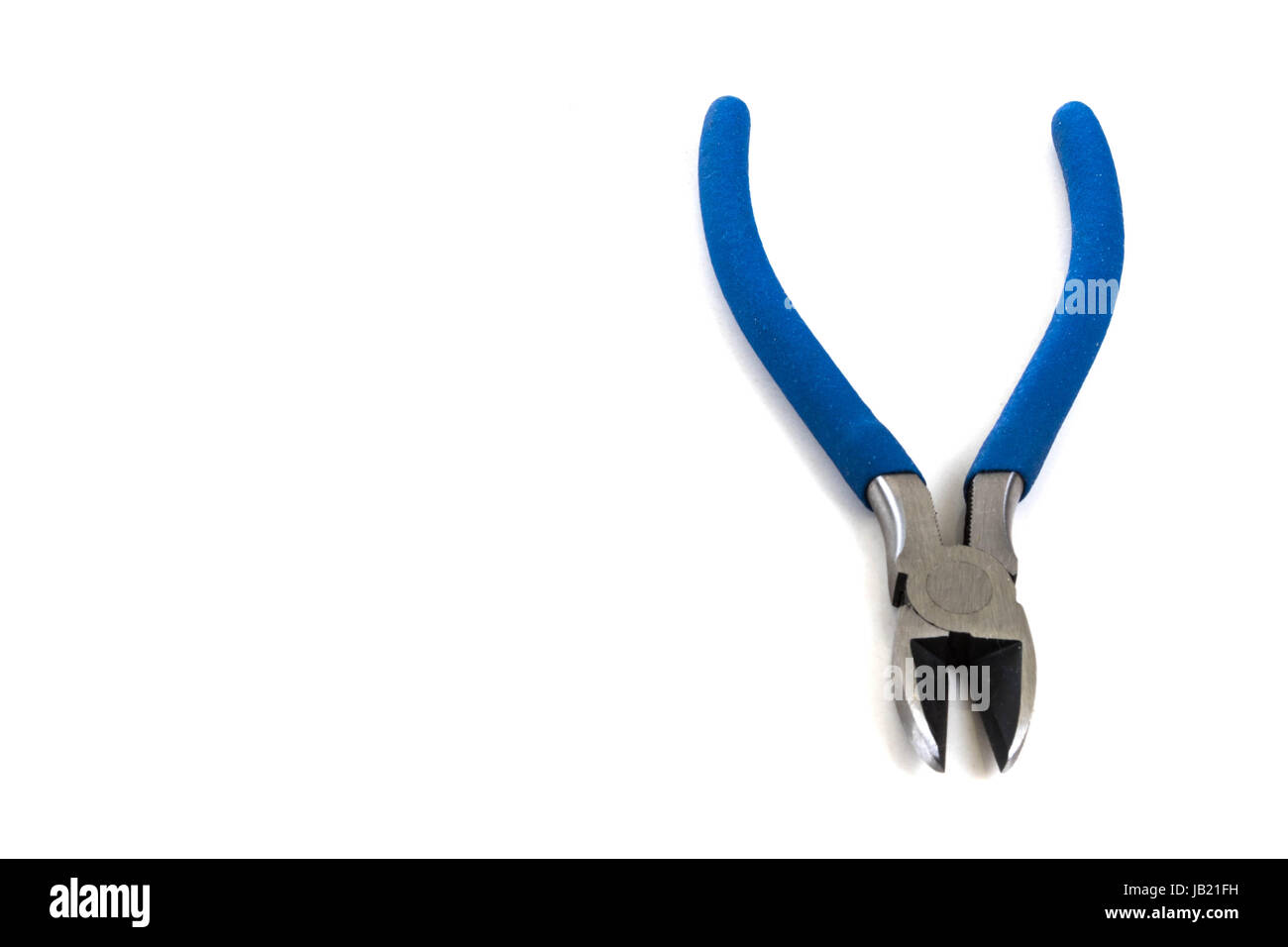 A pair of blue handled wire cutters isolated on white background Stock ...