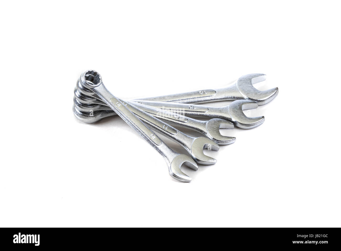 A set of metal spanners isolated on white Stock Photo - Alamy