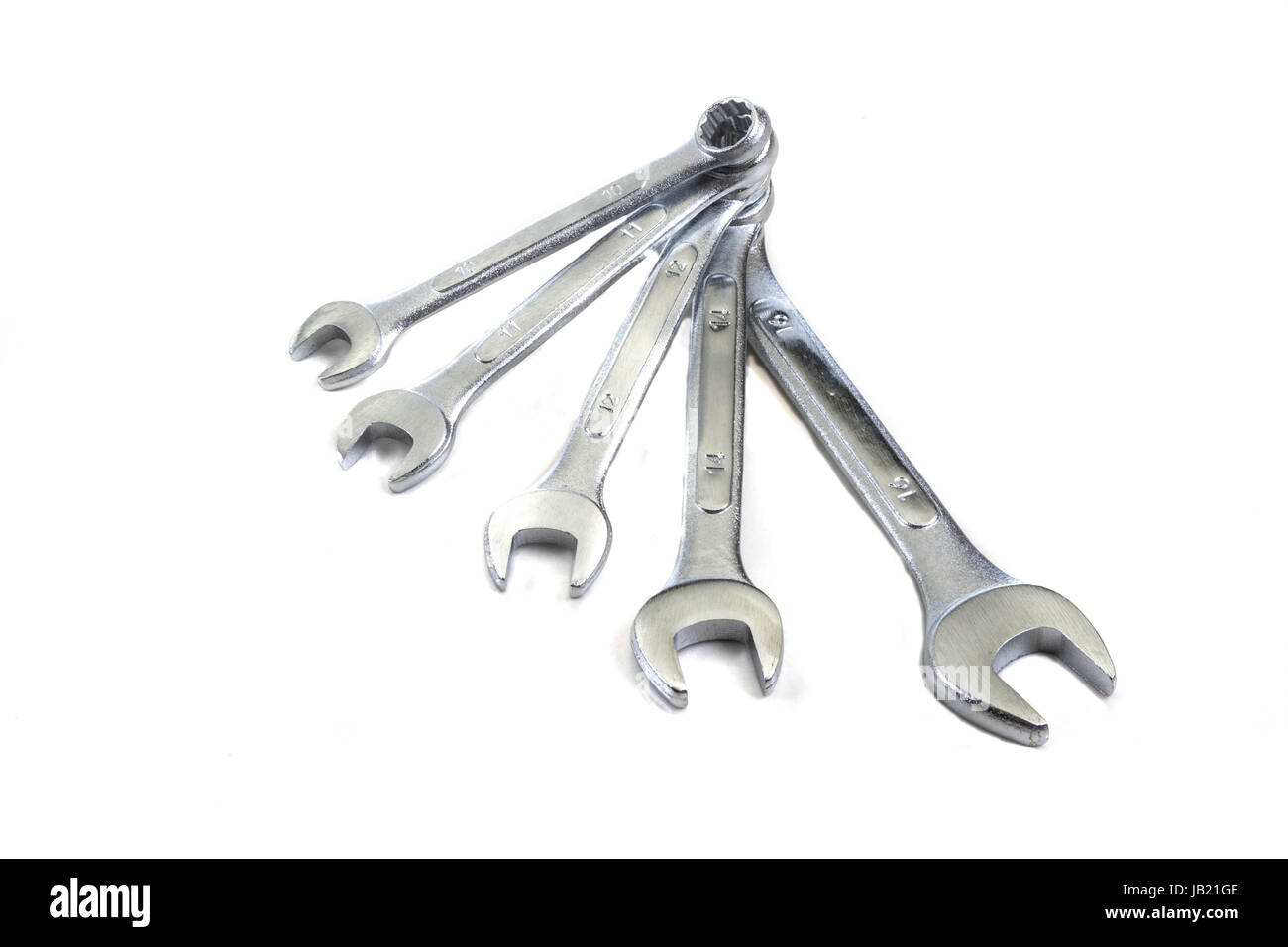 A set of metal spanners isolated on white Stock Photo - Alamy