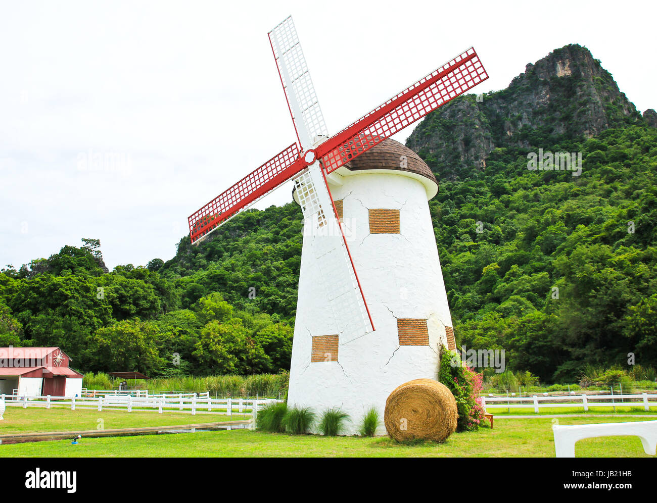 Beautiful windmill landscape in Thailand Stock Photo - Alamy