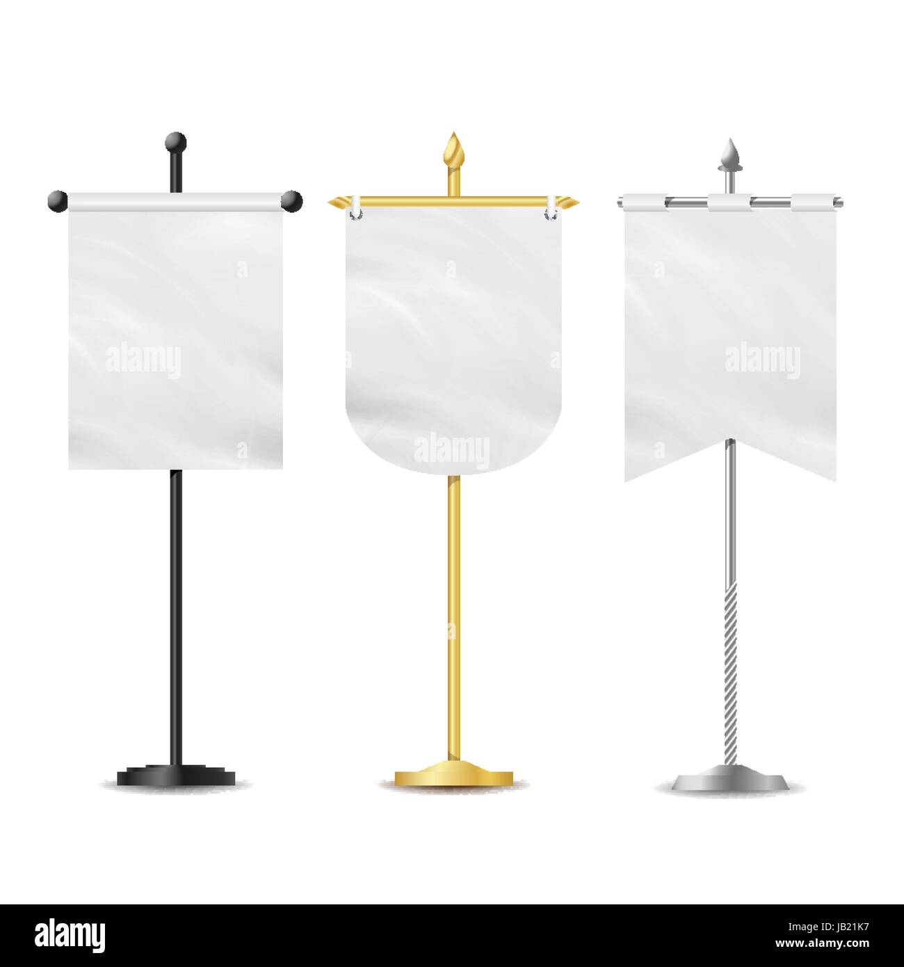 Blank White Flags Pocket Table Vector. Realistic Template Set For ...