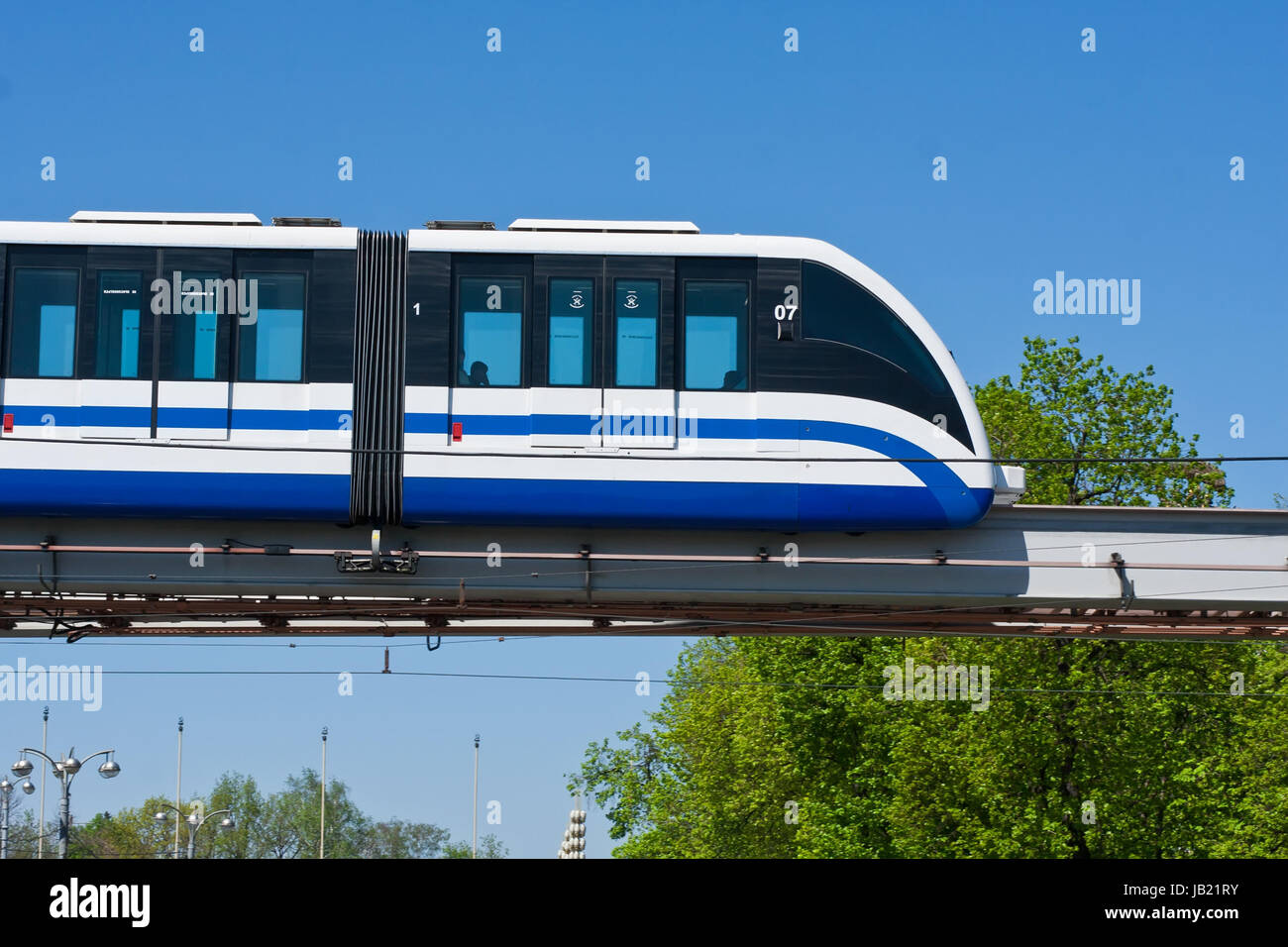 Modern monorail fast train on railway, Moscow, Russia Stock Photo - Alamy