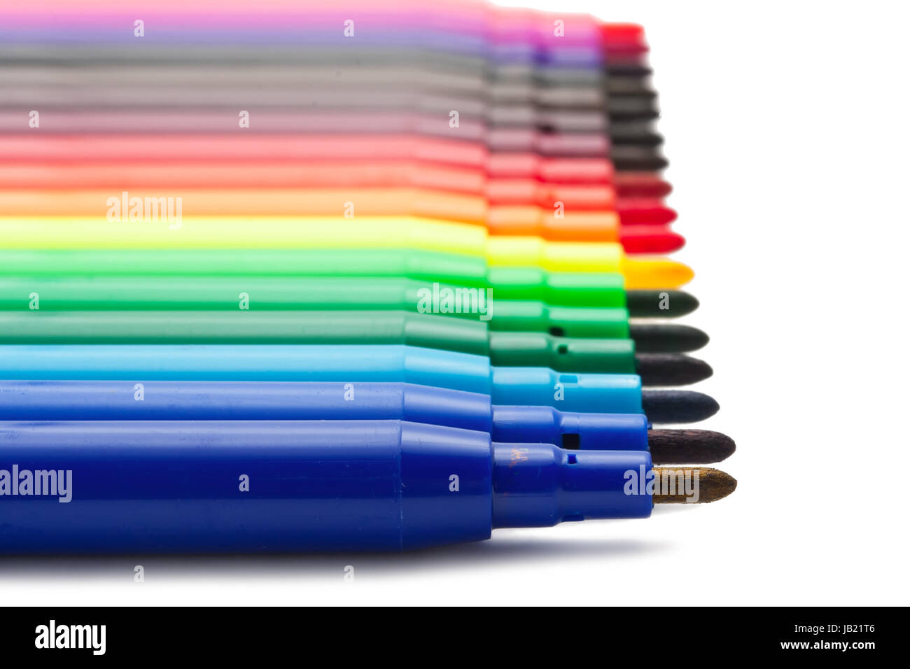 Group of felt tip bright color markers on white background Stock Photo ...