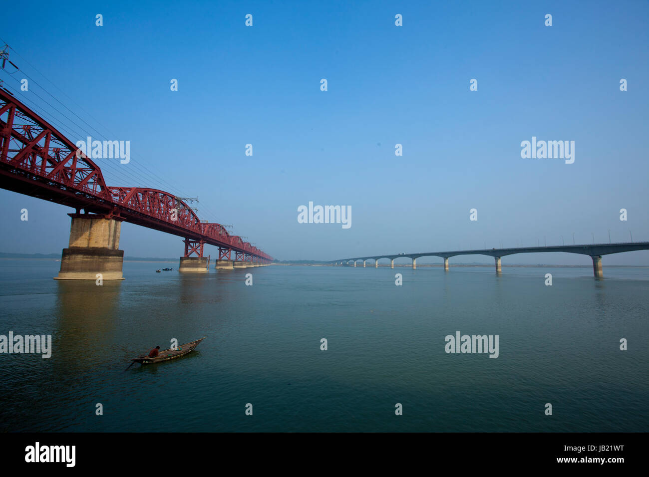The 1.8 Kilometers long Hardinge Bridge over the Padma River. It was ...