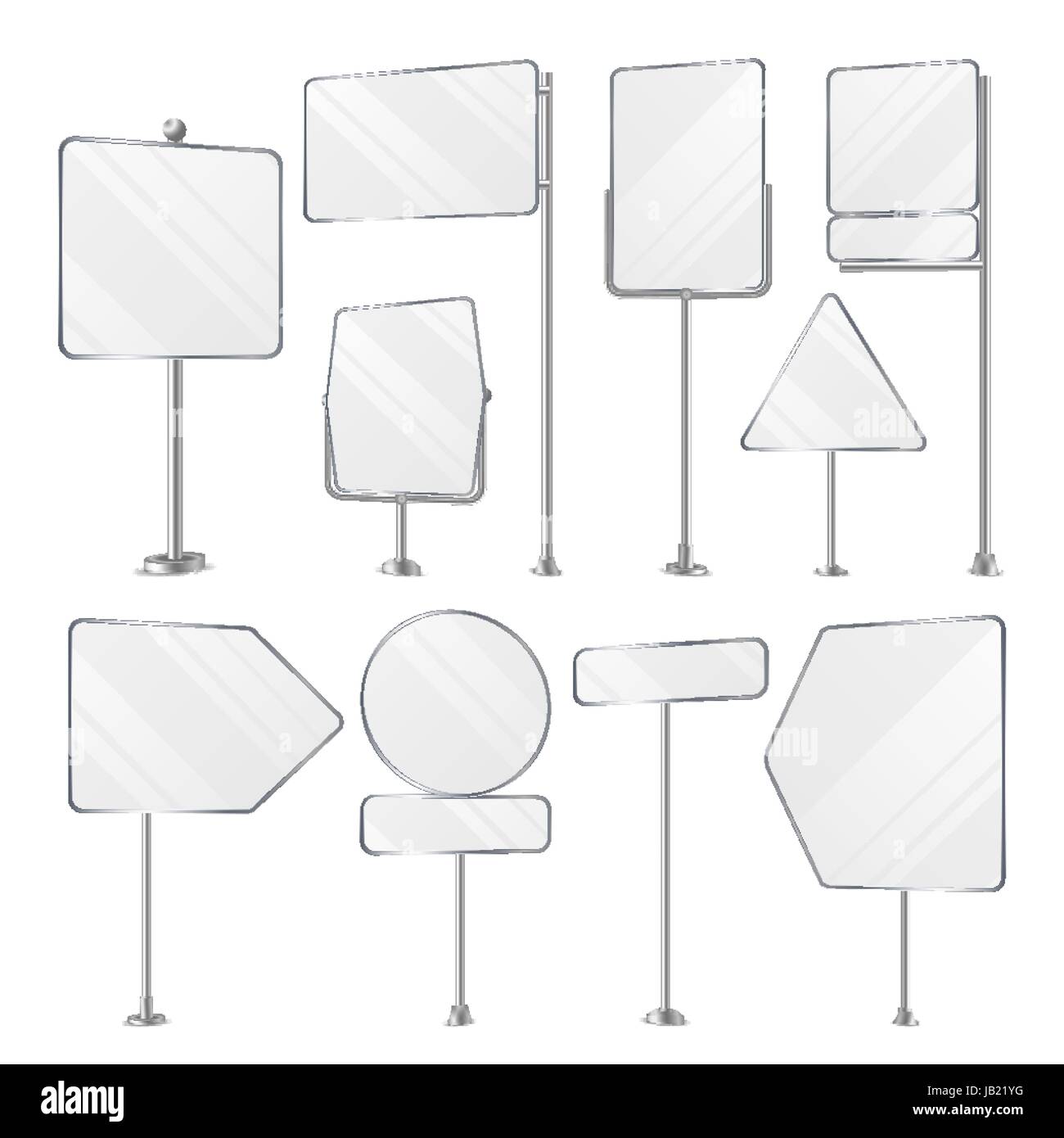 Blank White Outdoor Holder Stands Set Vector. Realistic Template For ...