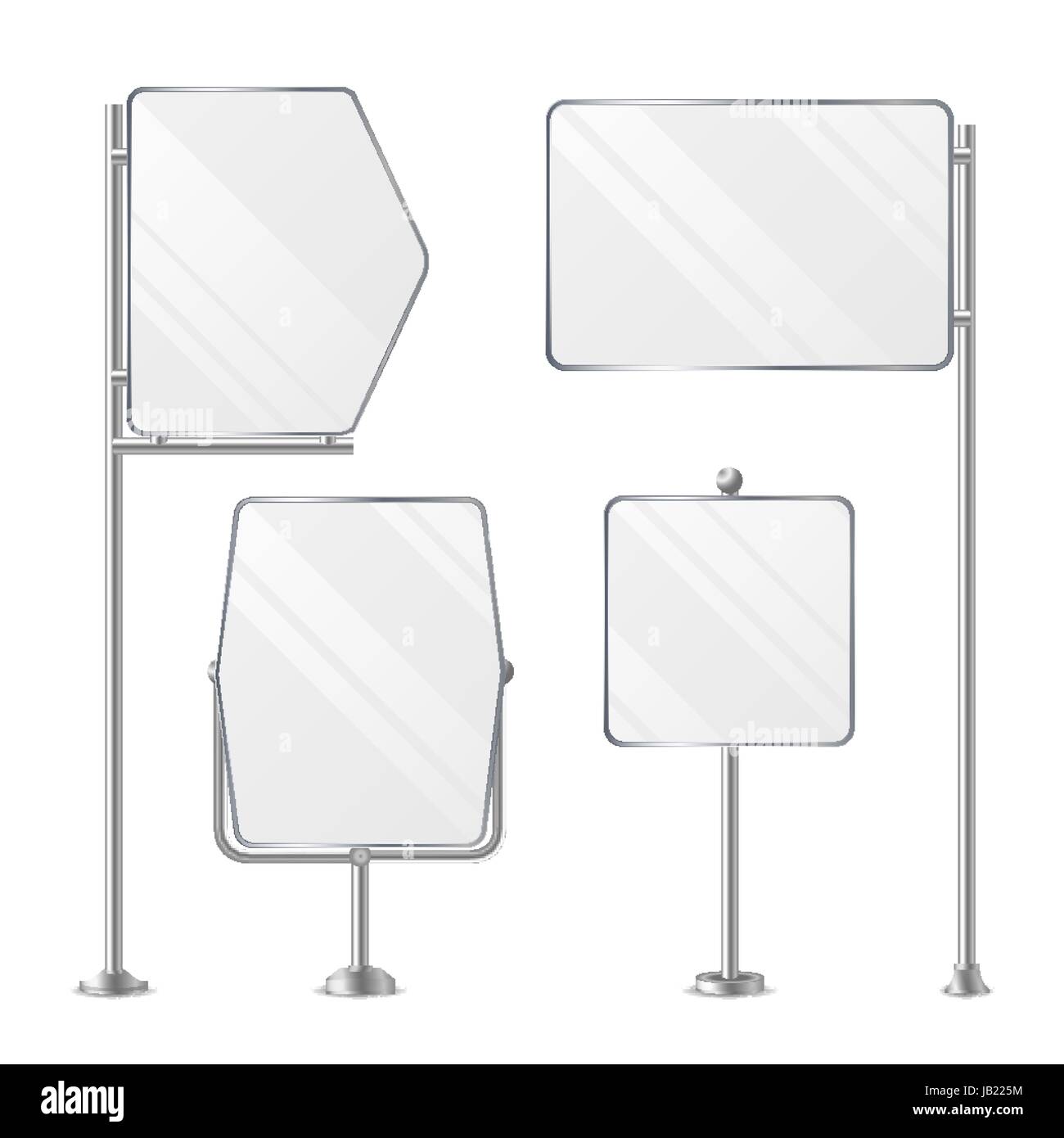 Blank White Outdoor Holder Stands Set Vector. Realistic Template For ...