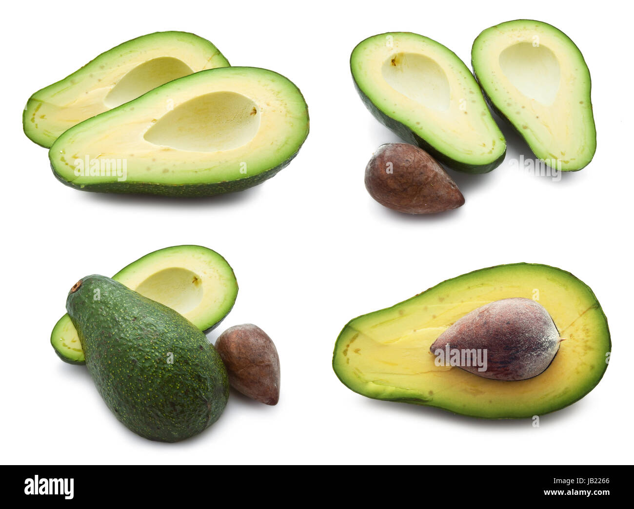 Collection of fresh green avocado isolated on white background Stock ...