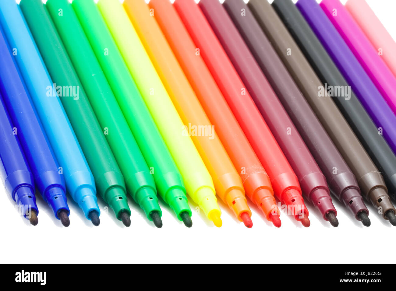 Group of felt tip bright color markers on white background Stock Photo ...