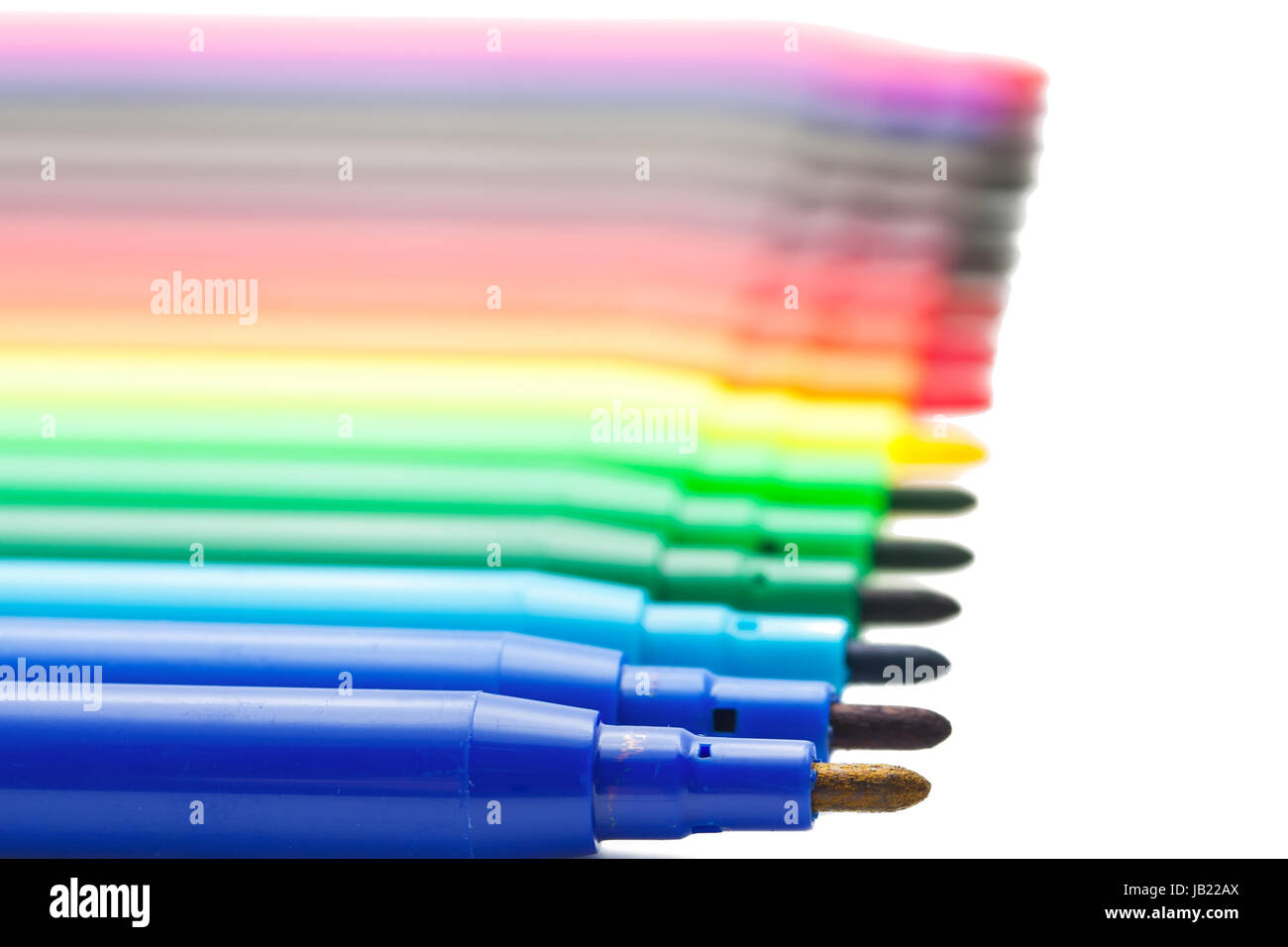 Group of felt tip bright color markers on white background Stock Photo ...