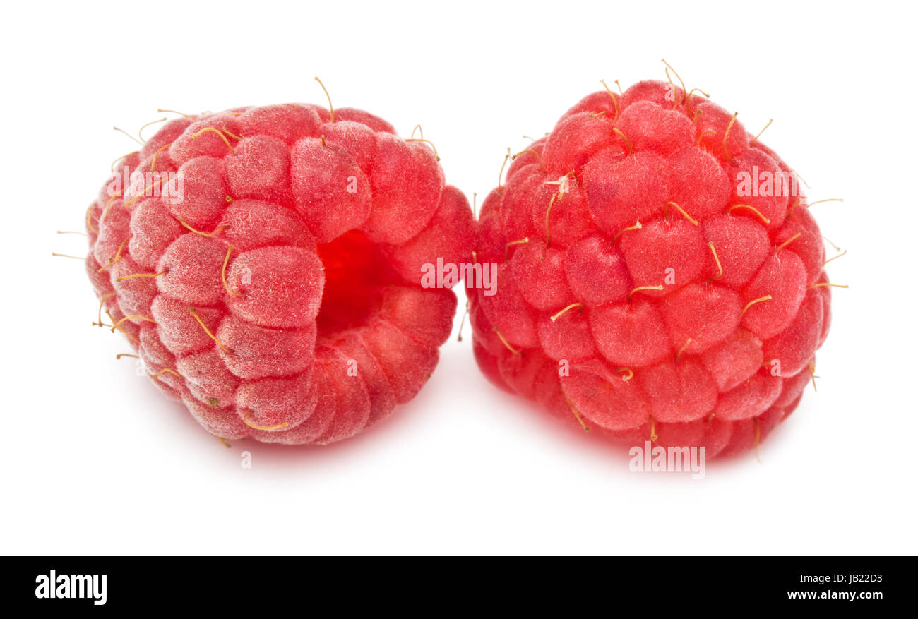 Ripe red raspberries isolated on white background Stock Photo - Alamy