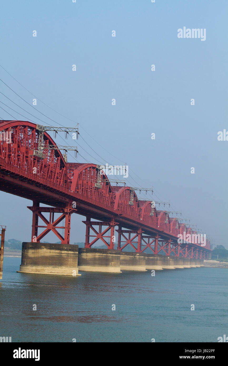 The 1.8 Kilometers long Hardinge Bridge over the Padma River. It was ...