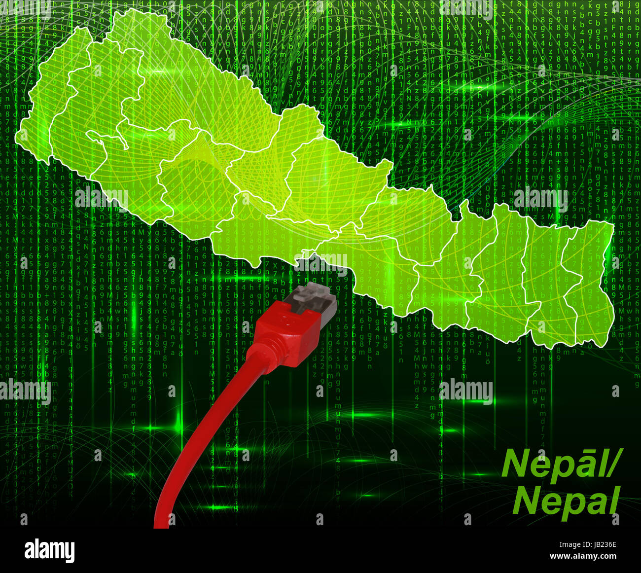 Nepal in Asien als Grenzkarte mit Grenzen in dem neuen Netzwerkdesign ...