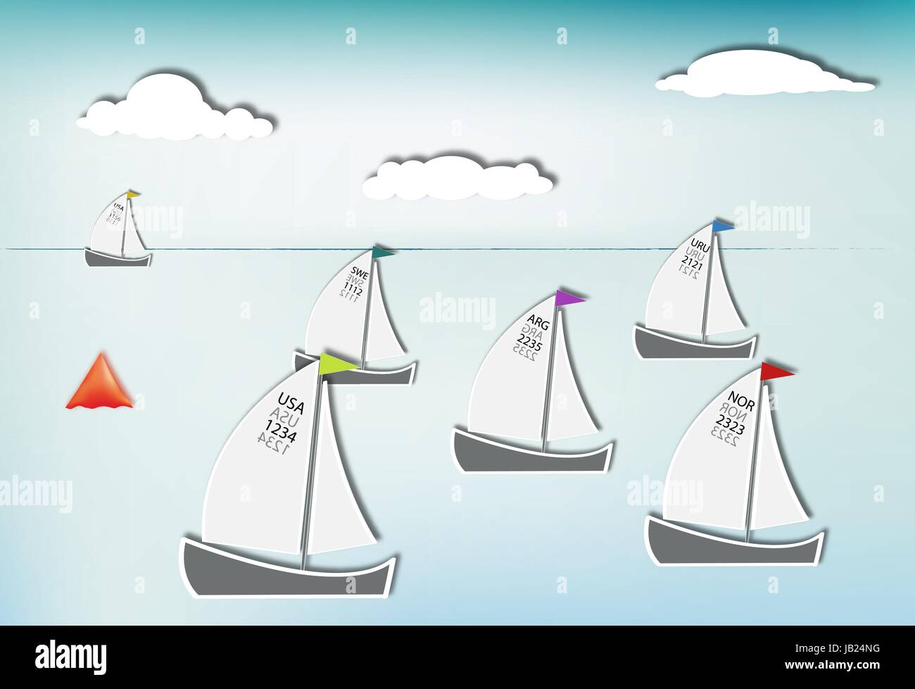 Competition in sailing, sailboats from around the world, eps10 vector ...