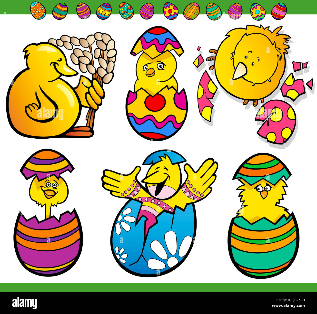 Cartoon Illustration of Happy Easter Themes with Chicken or Chicks and ...
